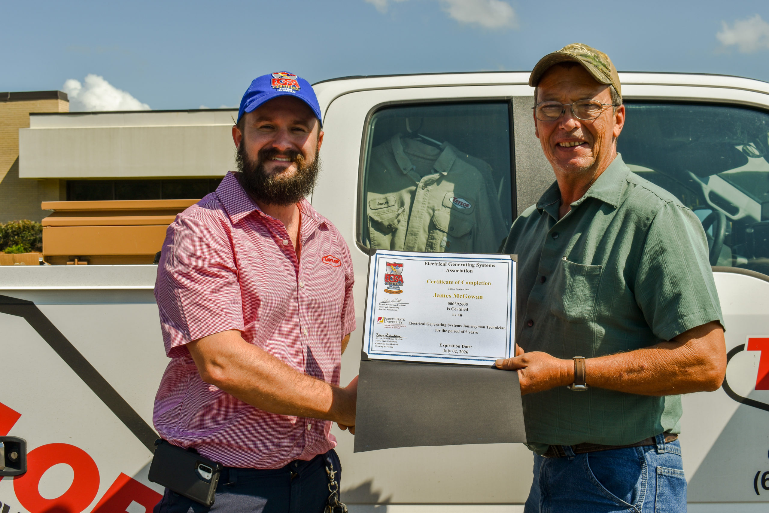 Sudden Service Technician Completes EGSA Certification - Taylor Group News